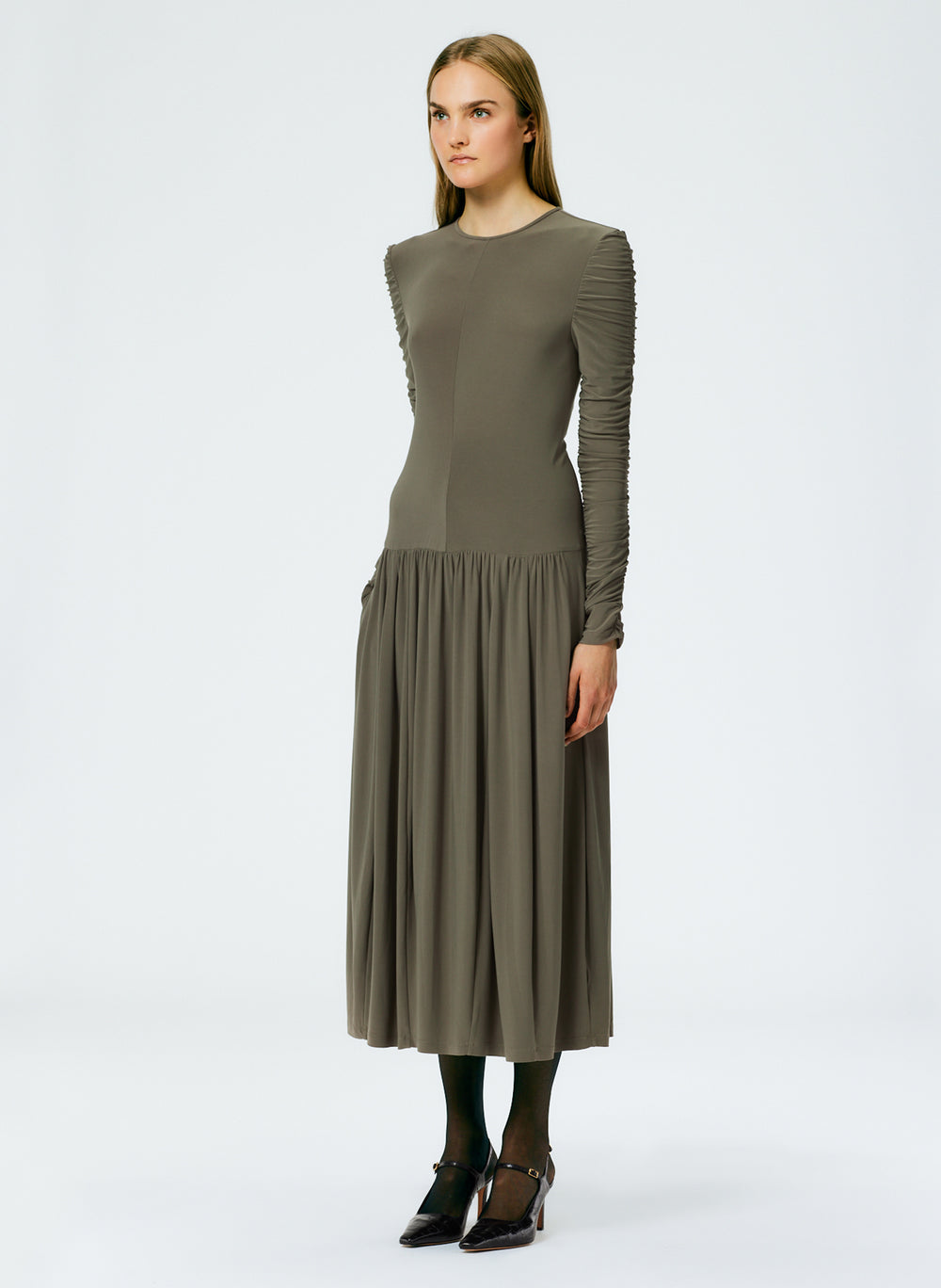 Drapey Jersey Ruched Dress – Tibi Official