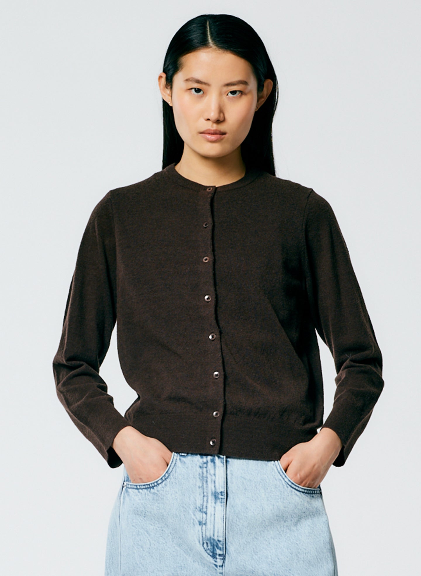 Skinlike Mercerized Wool Shrunken Cardigan – Tibi Official