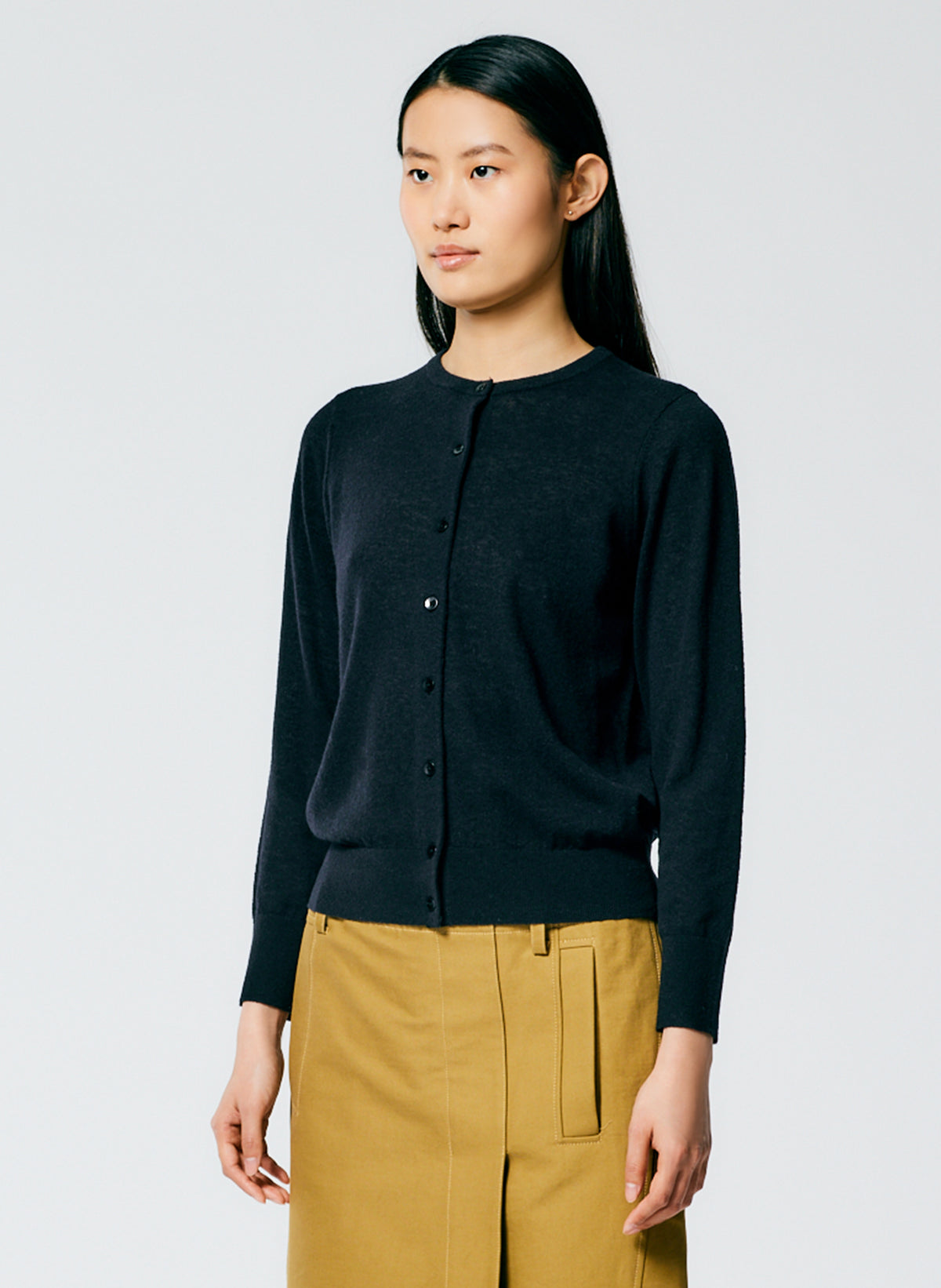 Skinlike Mercerized Wool Shrunken Cardigan – Tibi Official