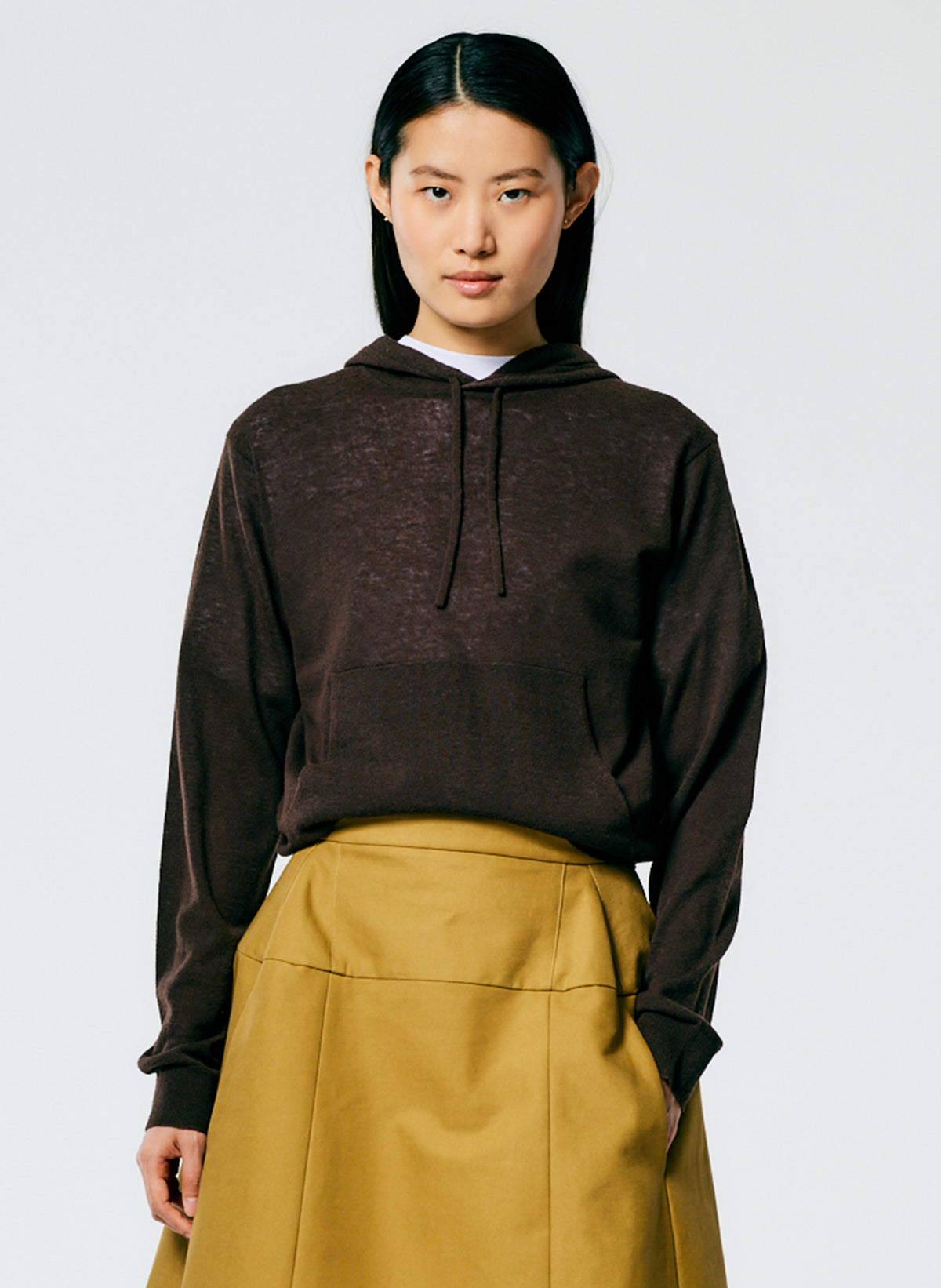 Skinlike Mercerized Wool Shrunken Hoodie – Tibi Official