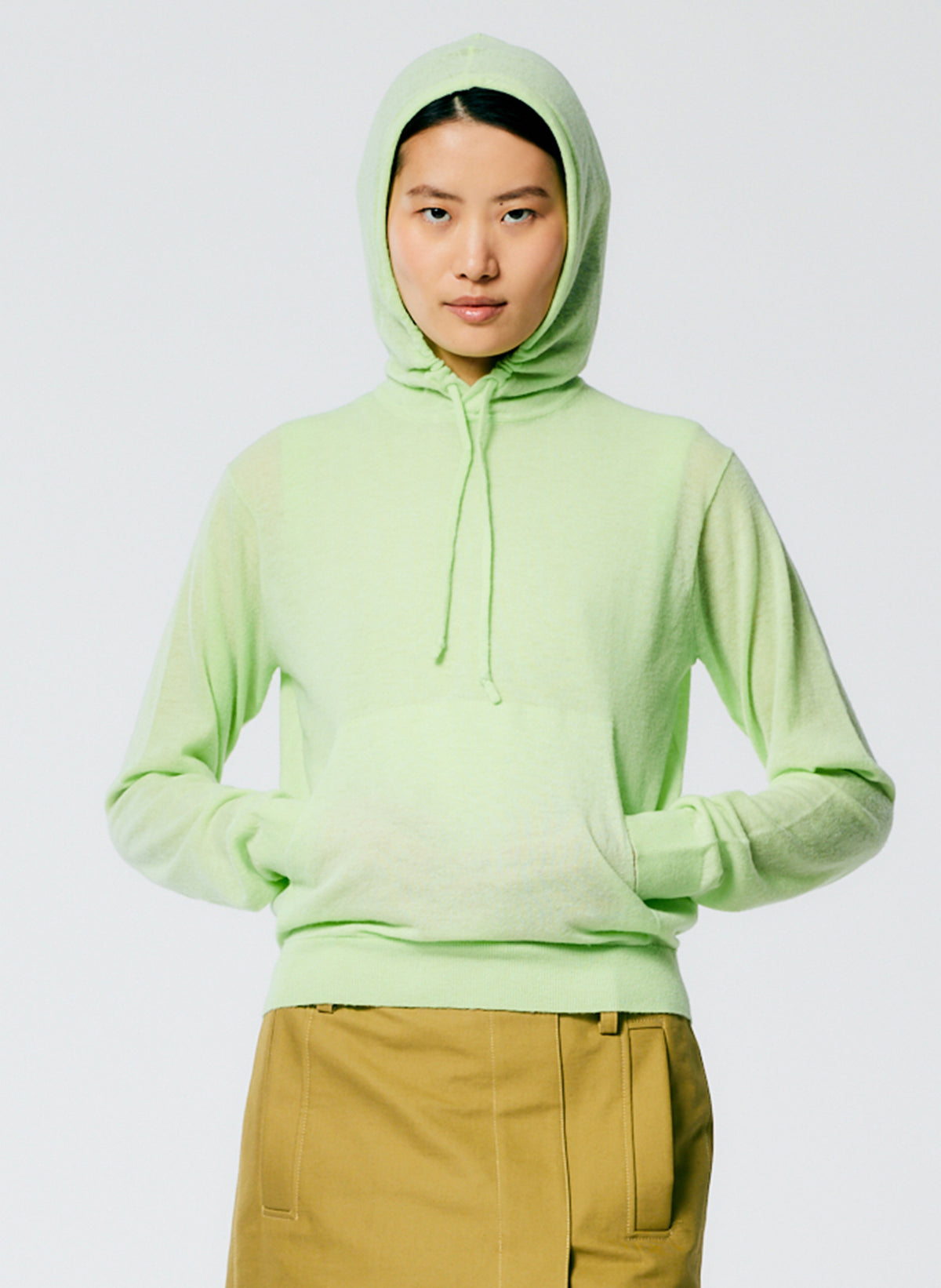 Skinlike Mercerized Wool Shrunken Hoodie – Tibi Official