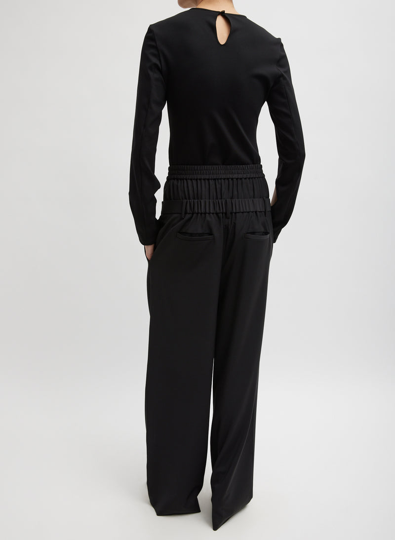Compact Ultra Stretch Half Moon Cutout Sleeve Top – Tibi Official