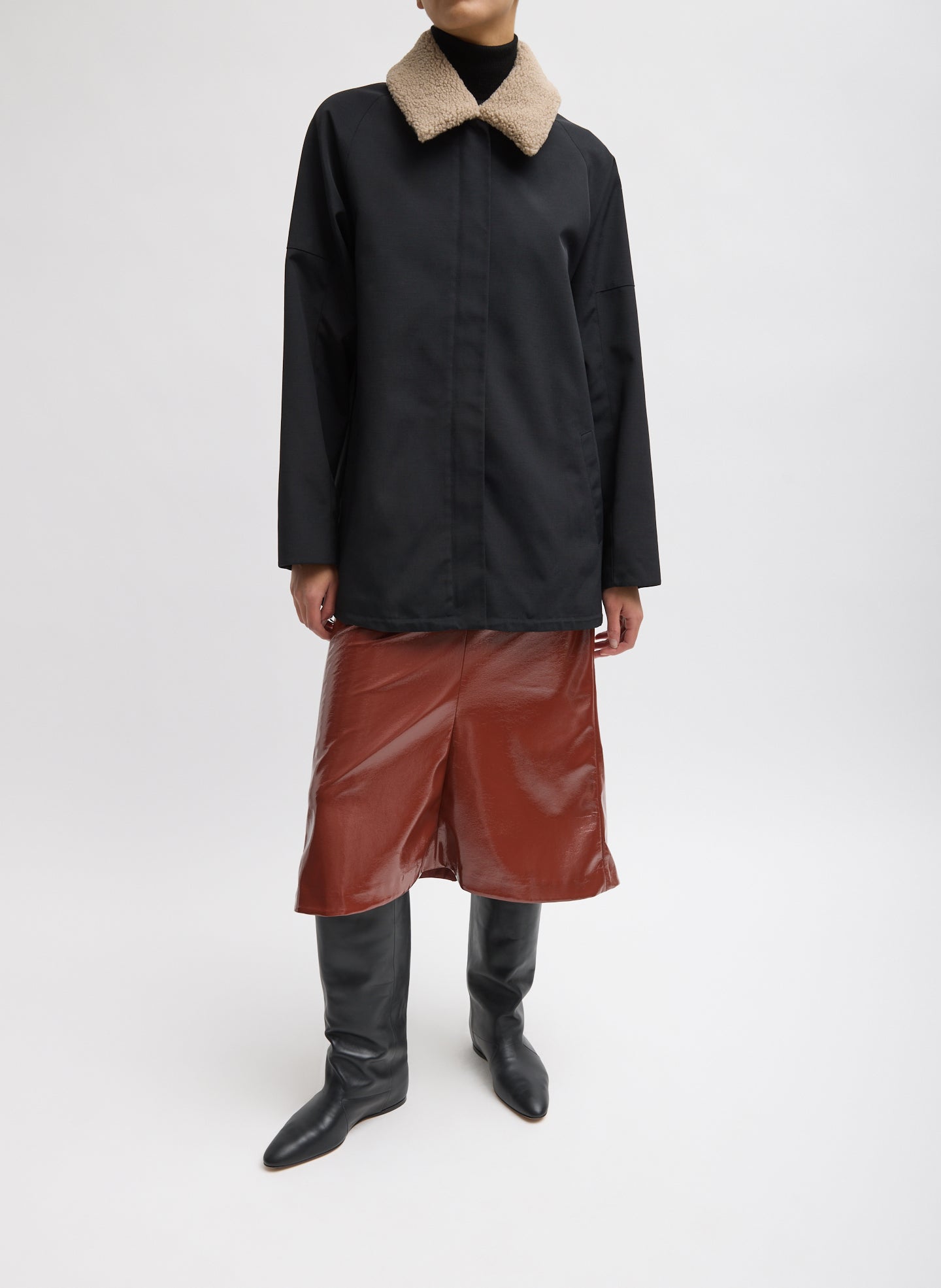 Lotte Nylon Carcoat With Removable Sherpa Collar – Tibi Official