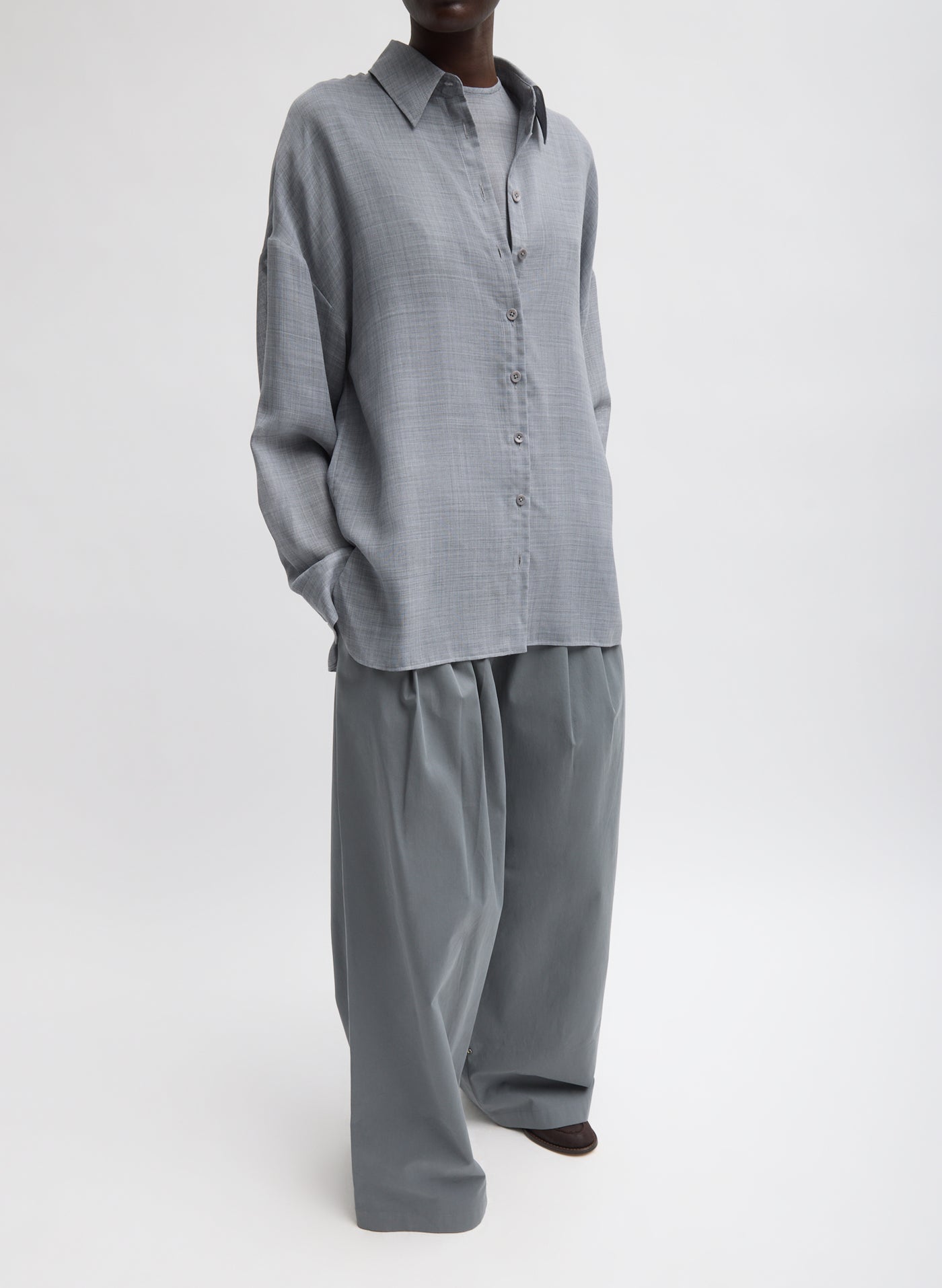 Sheer Wool Gauze Oversized Shirt – Tibi Official