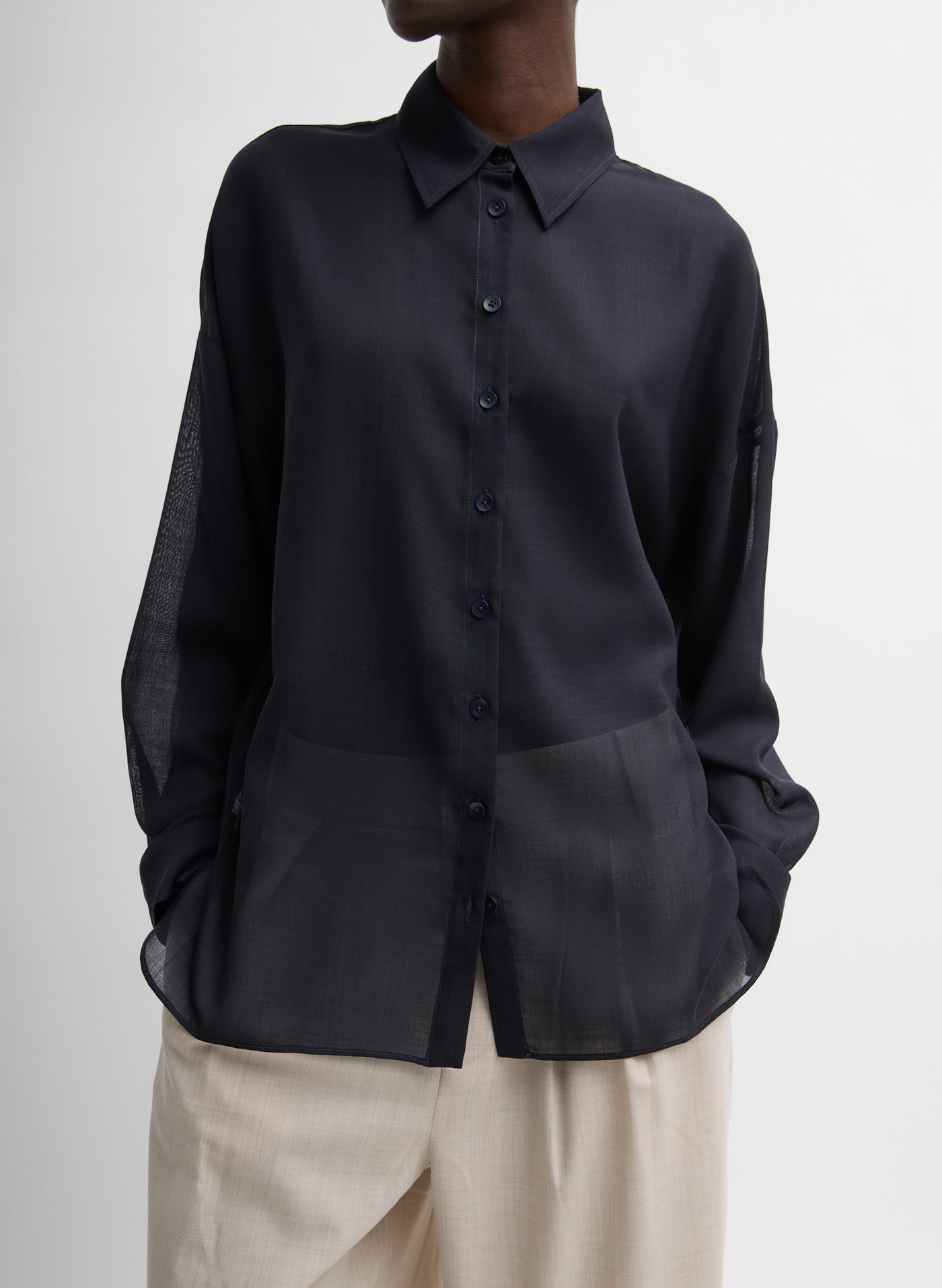 Sheer Wool Gauze Oversized Shirt – Tibi Official