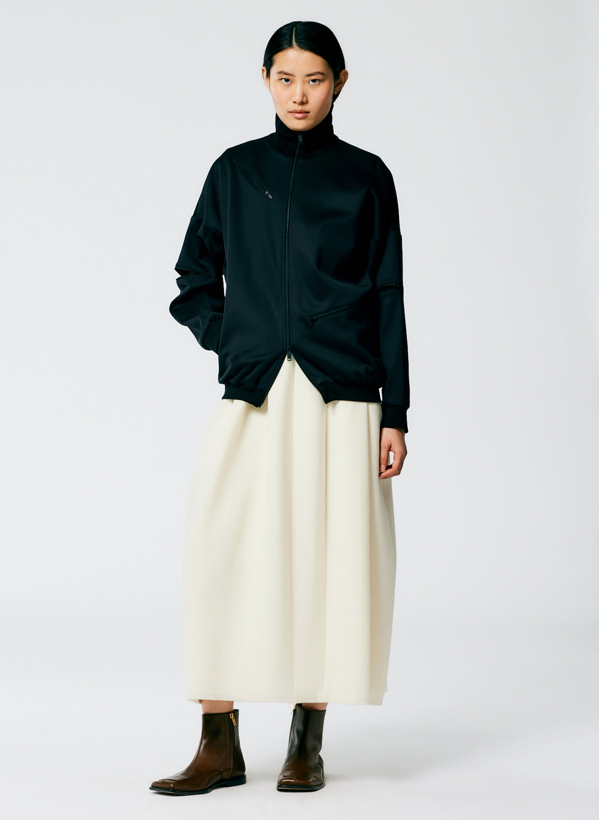 Compact Ultra Stretch Knit V-Neck Godet Dress – Tibi Official