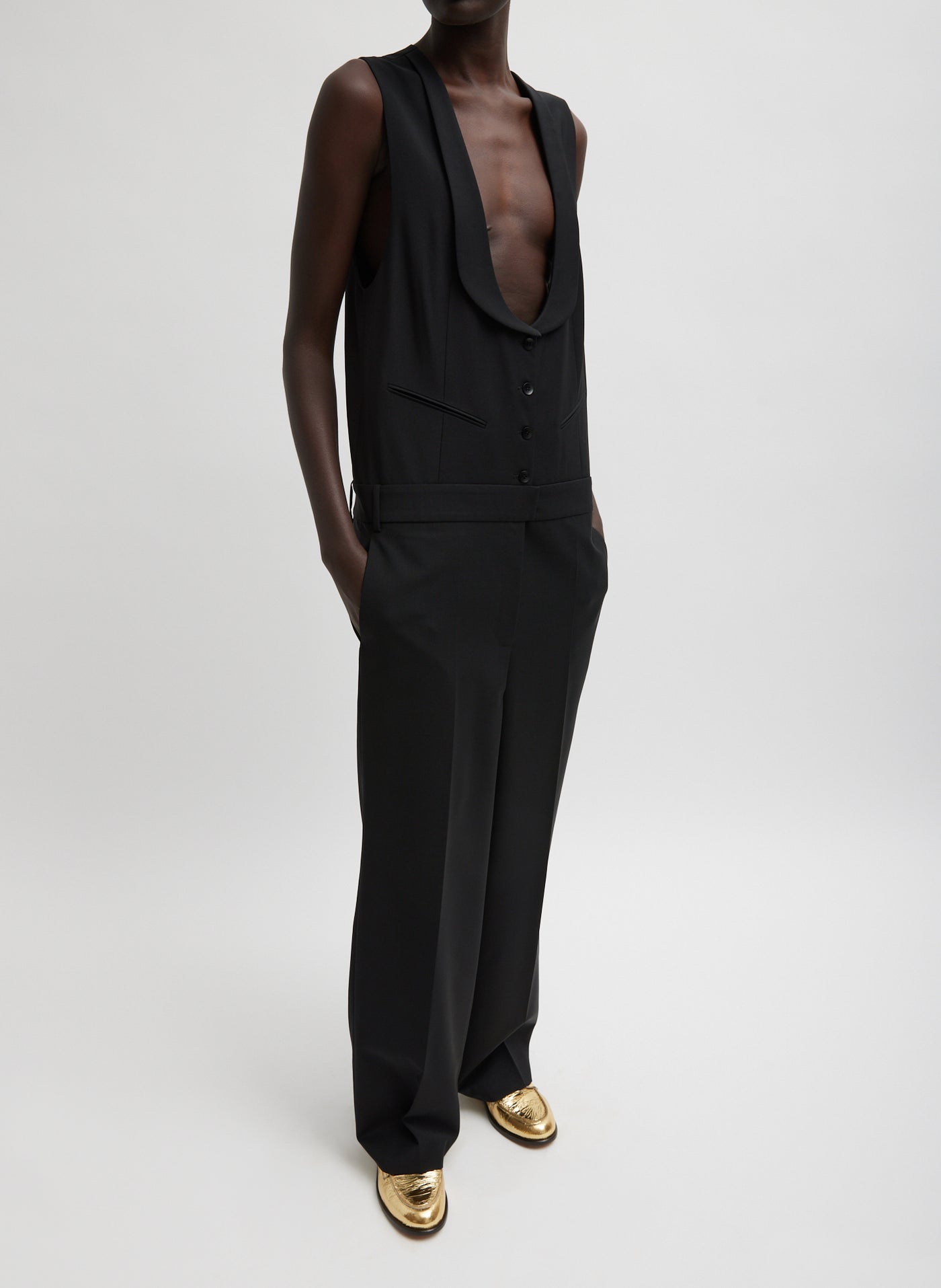 Recycled Tropical Wool Tuxedo Jumpsuit – Tibi Official
