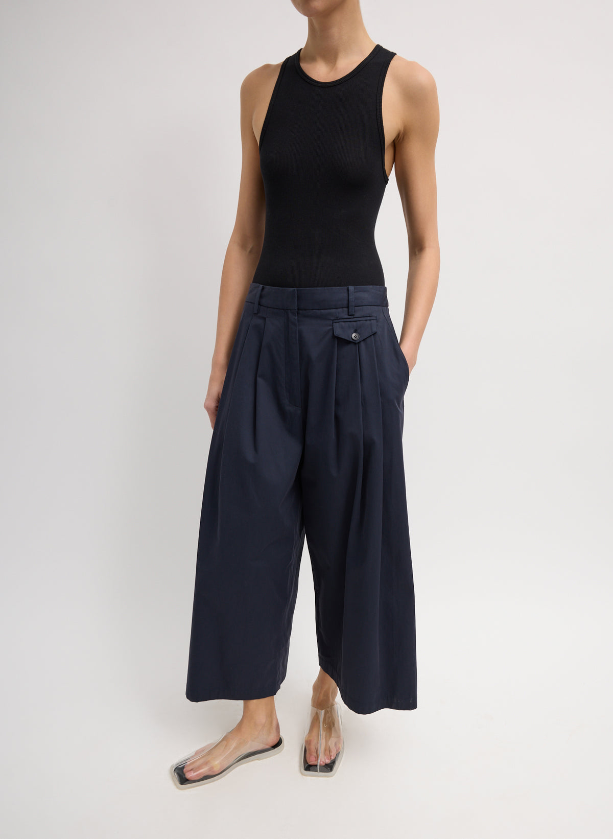 Bio Twill Triple Pleat Cropped Pant – Tibi Official