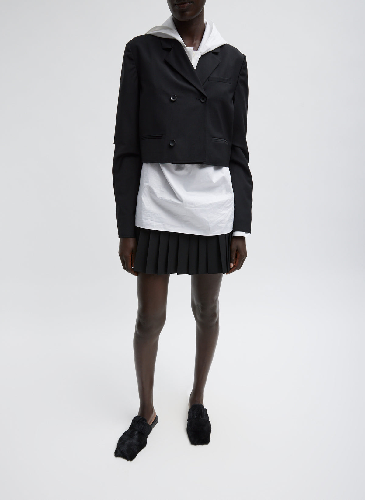 Tropical Wool Cropped Lean Double Breasted Shirt Jacket – Tibi Official
