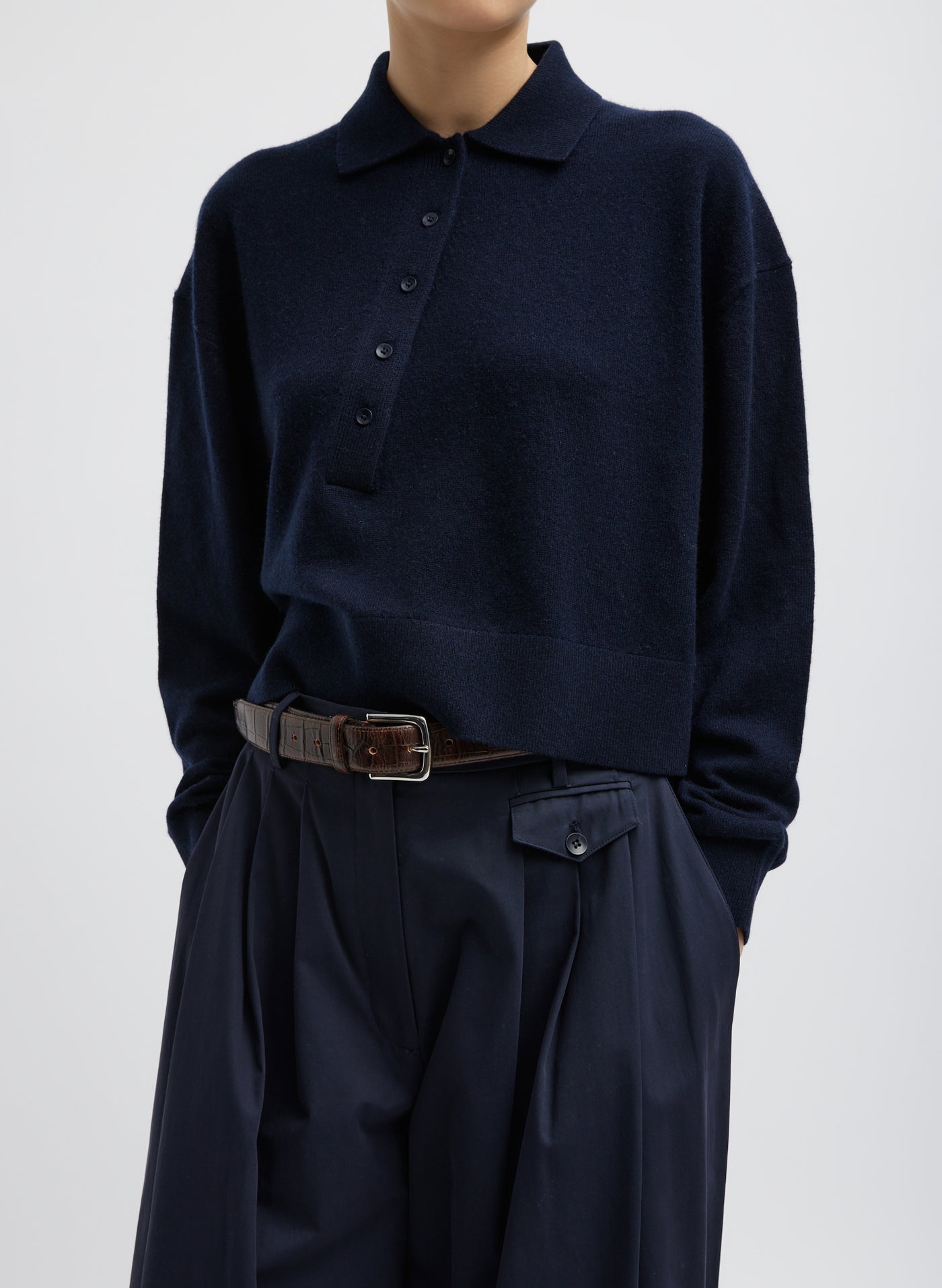 Washable Cashmere Easy Polo Cropped Sweater – Tibi Official
