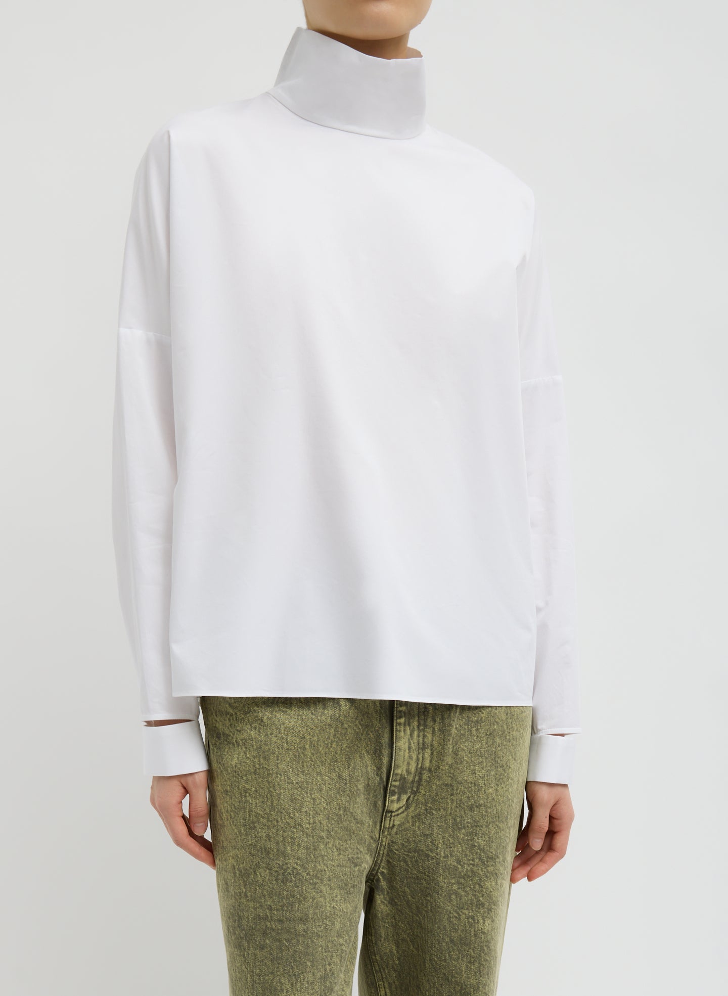 Eco Poplin Funnel Neck Dolman Top – Tibi Official