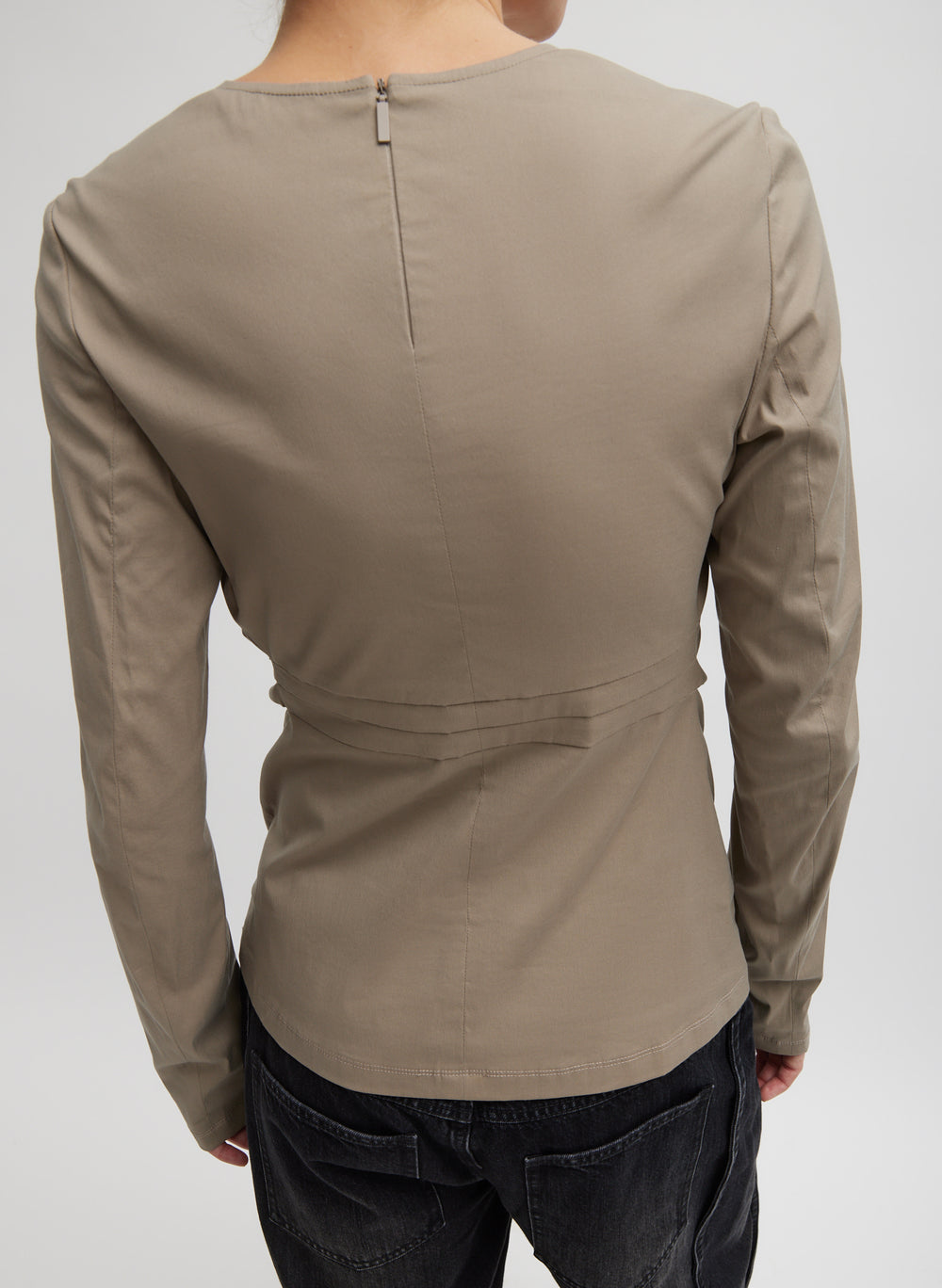 Stretch Cotton Nylon Square Neck Slim Circular Sleeve Top – Tibi Official