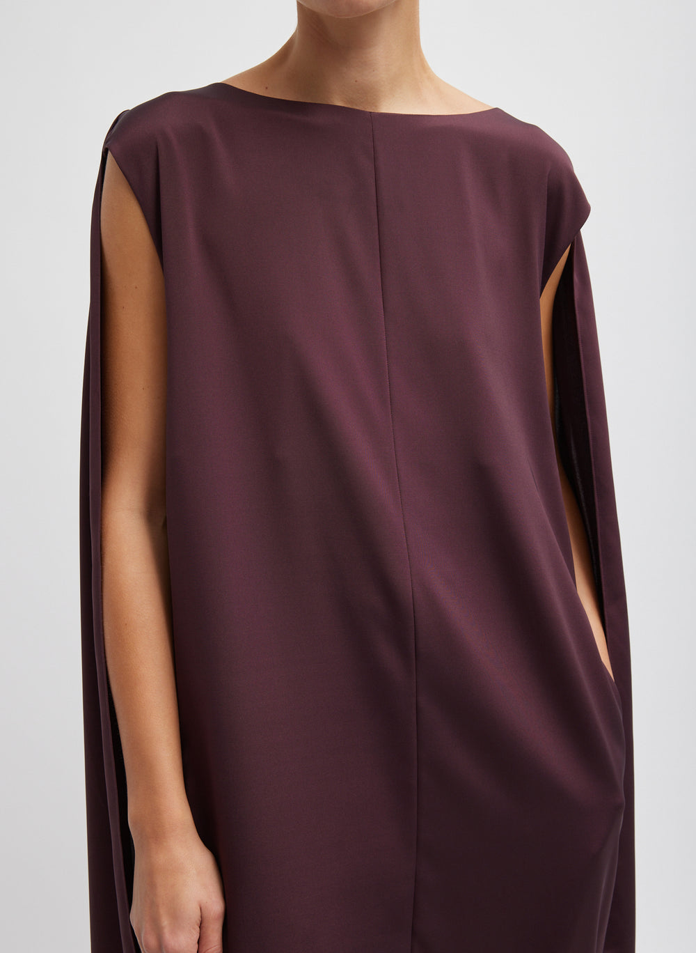Stretch Silk Nylon Wide Neck Cape Dress – Tibi Official