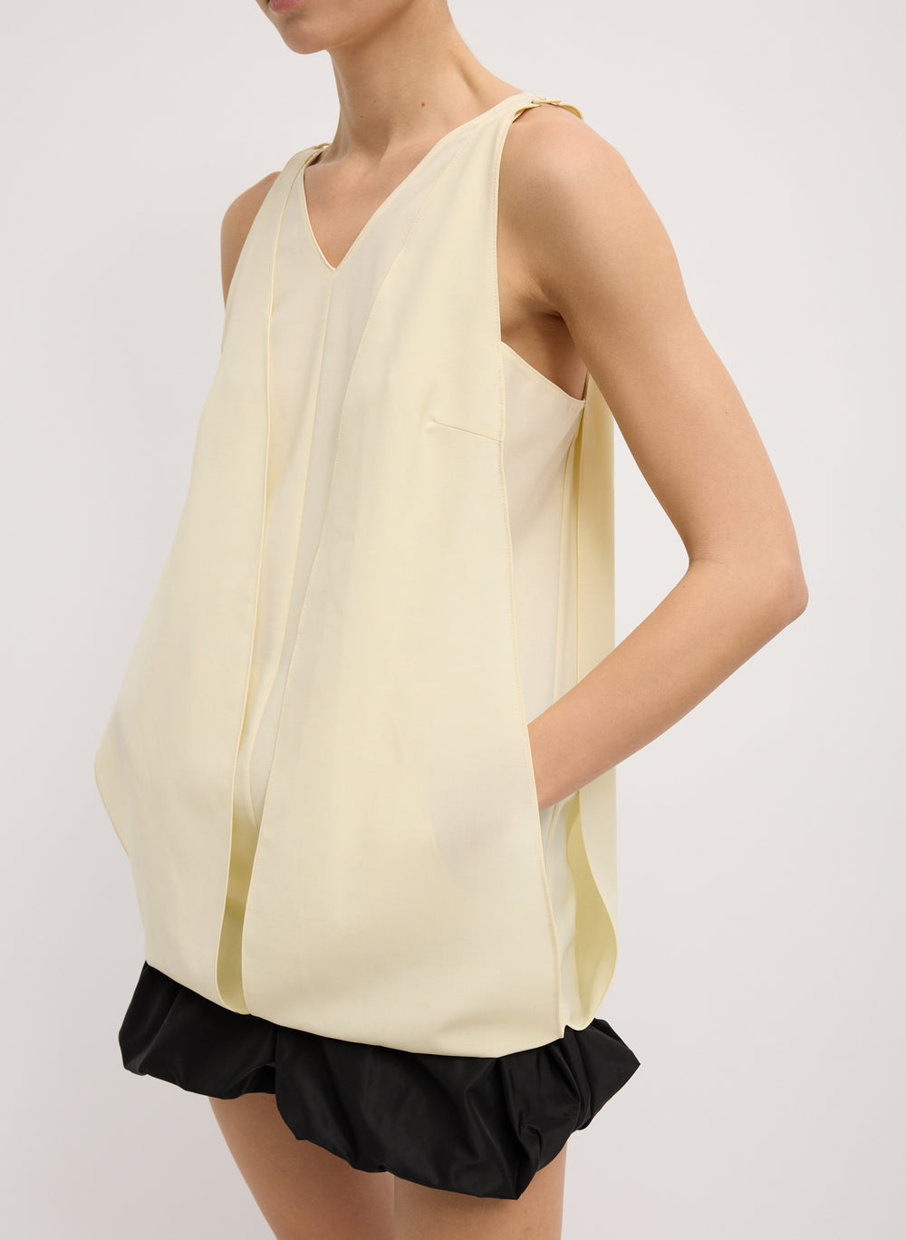 Tropical Wool Sleeveless Paneled Tunic – Tibi Official