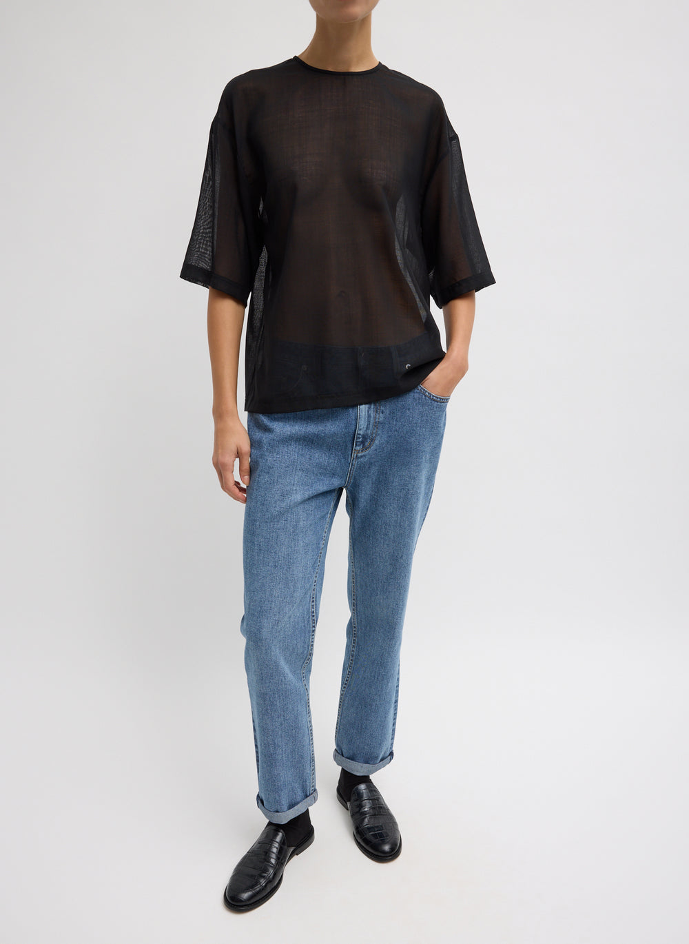 Sheer Wool Gauze Easy T-Shirt – Tibi Official