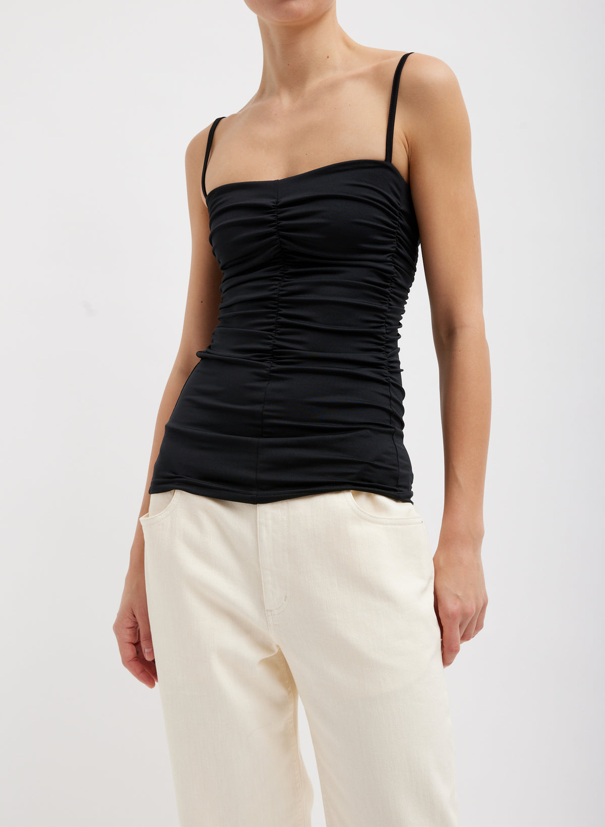 Stretch Light Weight Tech Knit Shirred Cami – Tibi Official