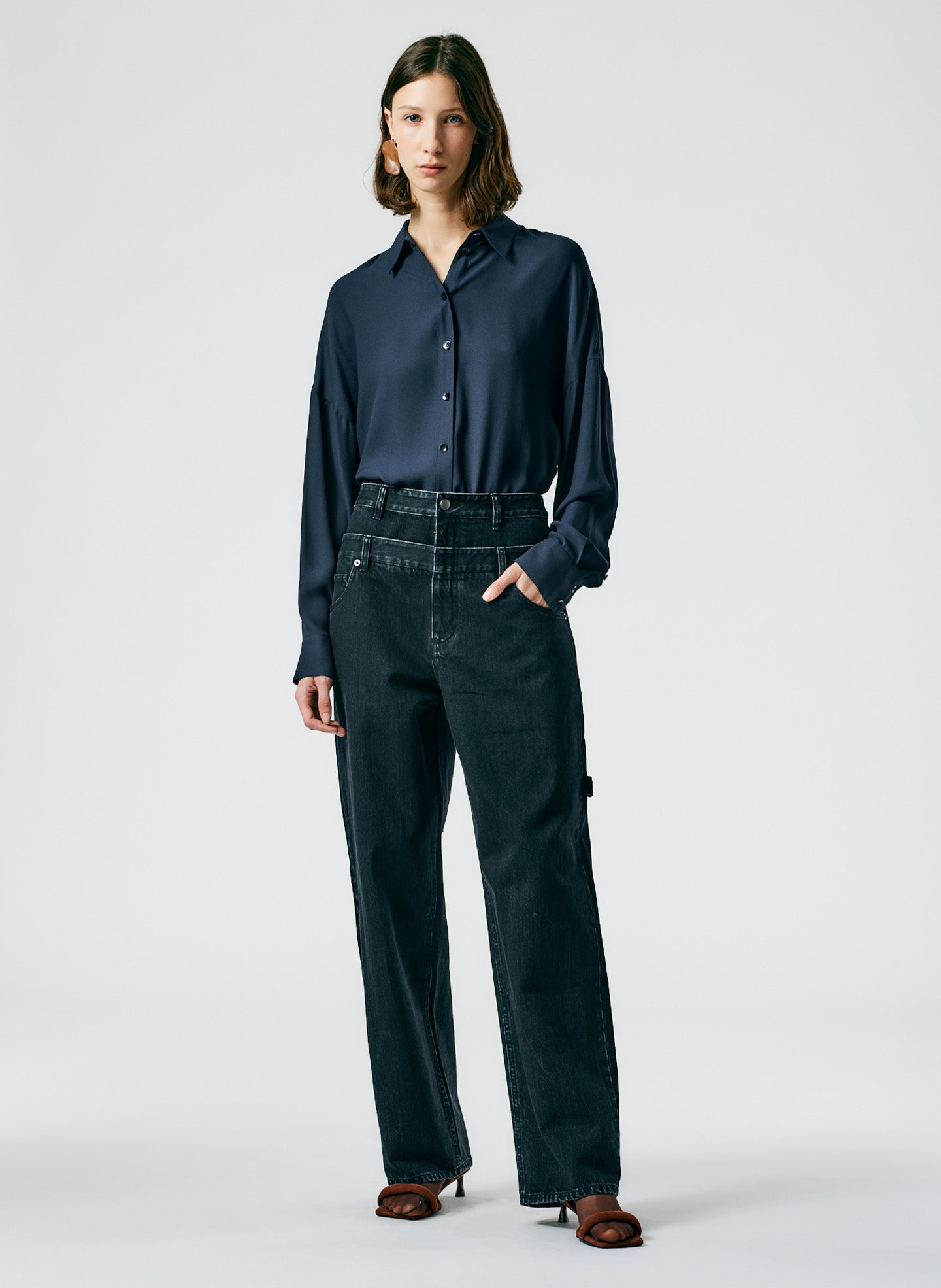 Double Waisted Black Denim Sam Jean – Tibi Official