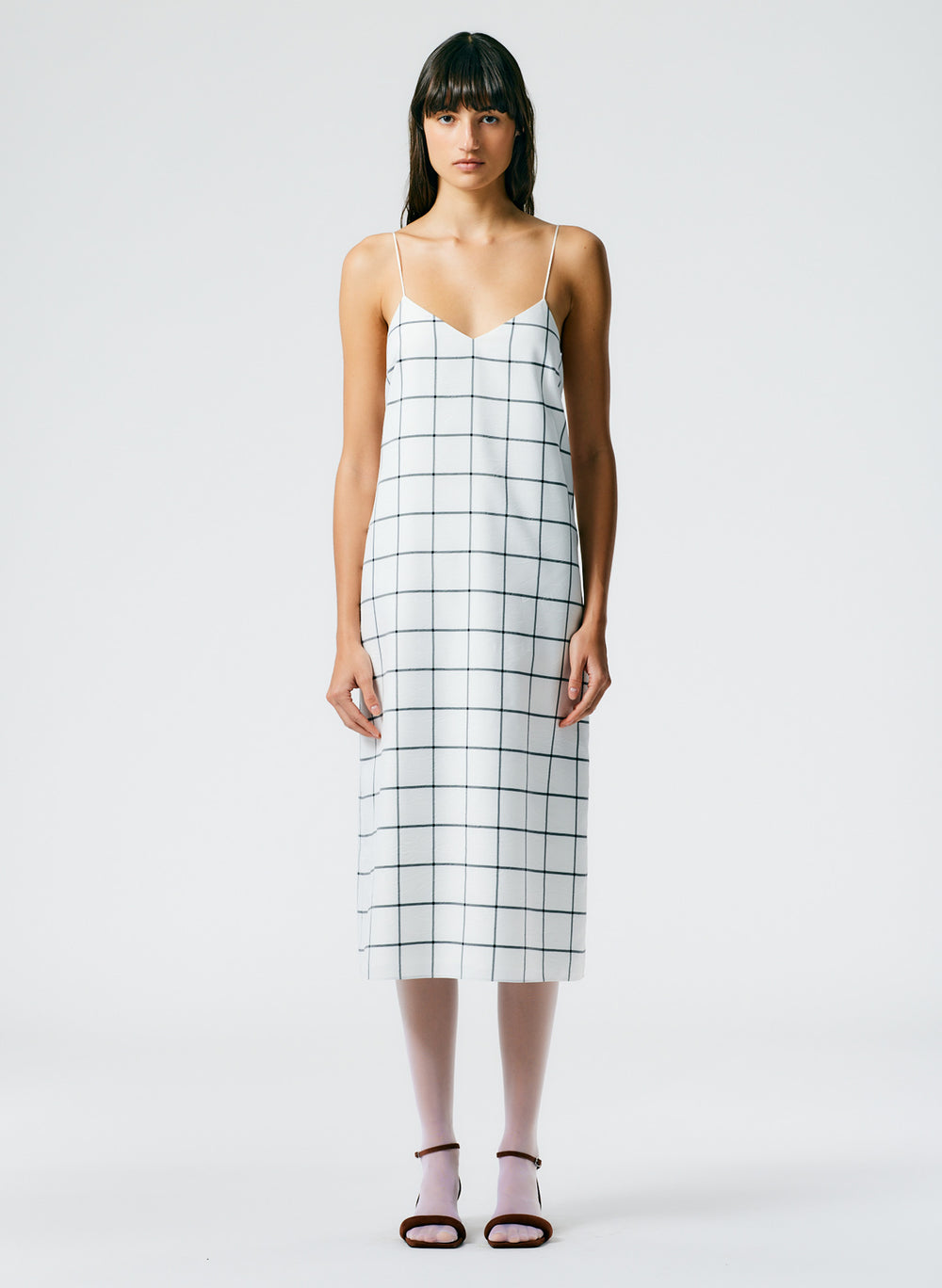 Windowpane Techy Twill Slip Dress – Tibi Official