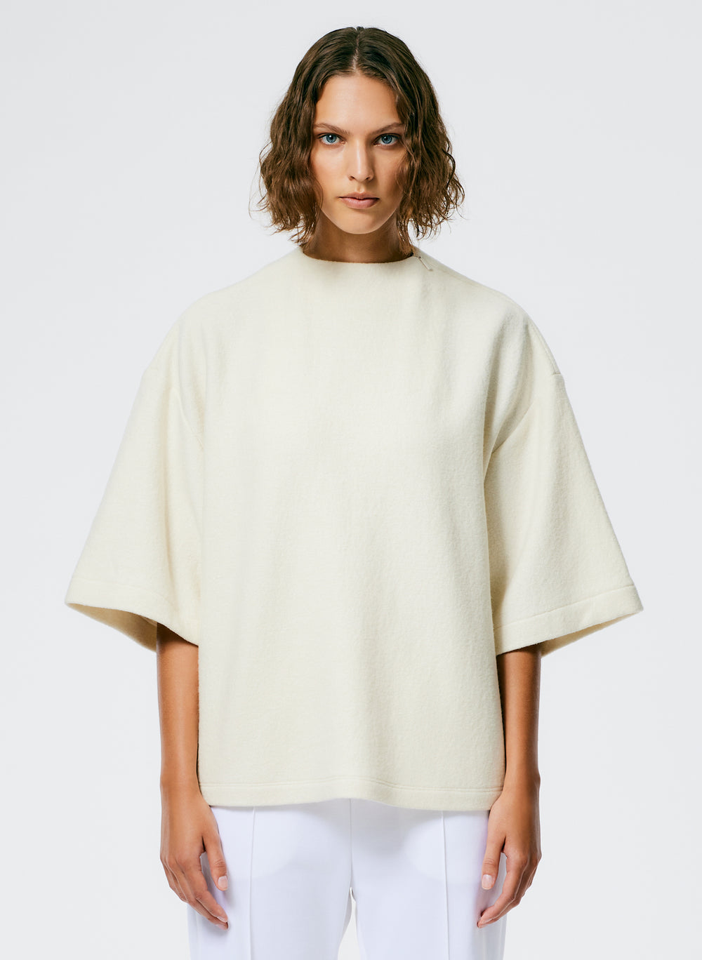 Boiled Wool Sculpted Funnel Neck Top – Tibi Official