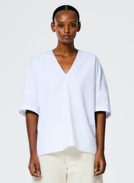 Eco Poplin V-Neck Cocoon Top – Tibi Official