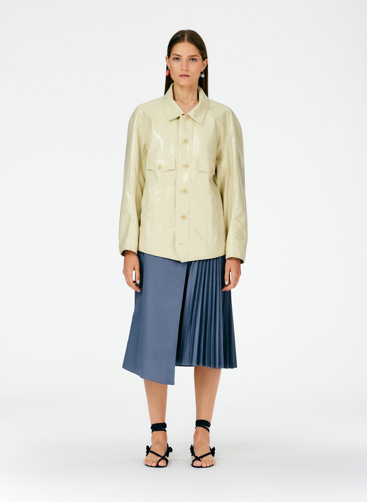 Faux Patent Leather Oversized Jacket – Tibi Official