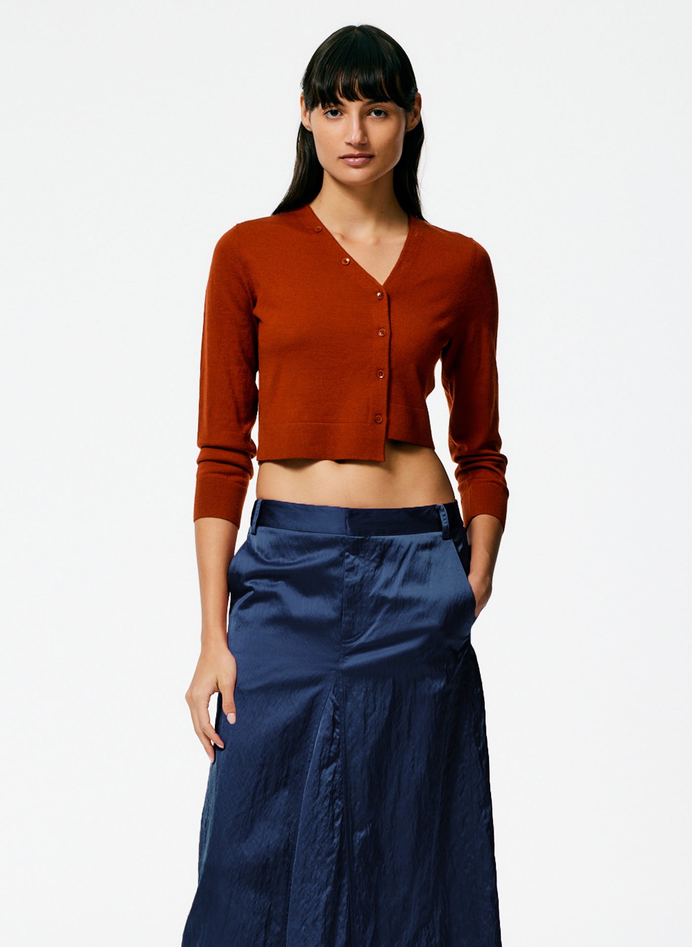 Cashmere Silk Super Cropped Asymmetrical Cardigan – Tibi Official