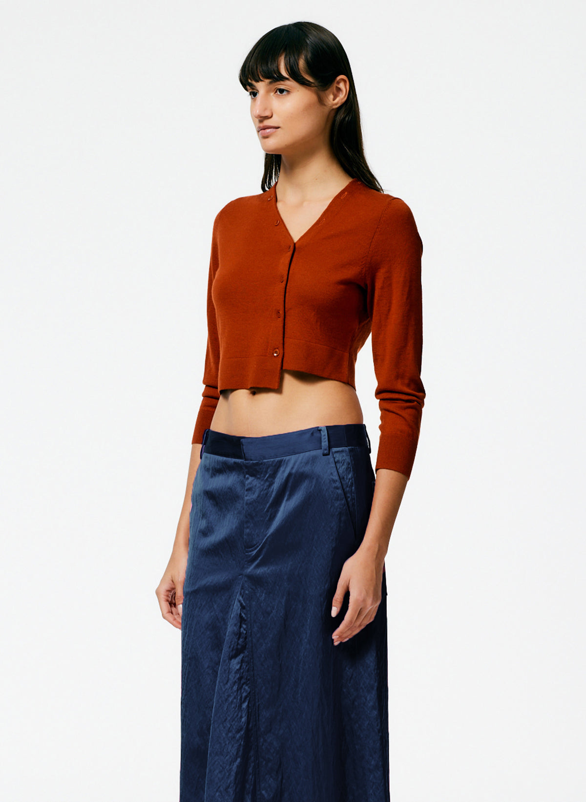 Cashmere Silk Super Cropped Asymmetrical Cardigan – Tibi Official