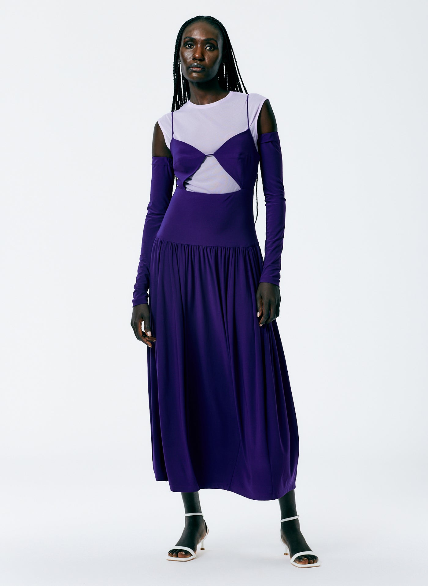 Drapey Jersey Cut Out Sculpted Shirred Dress – Tibi Official