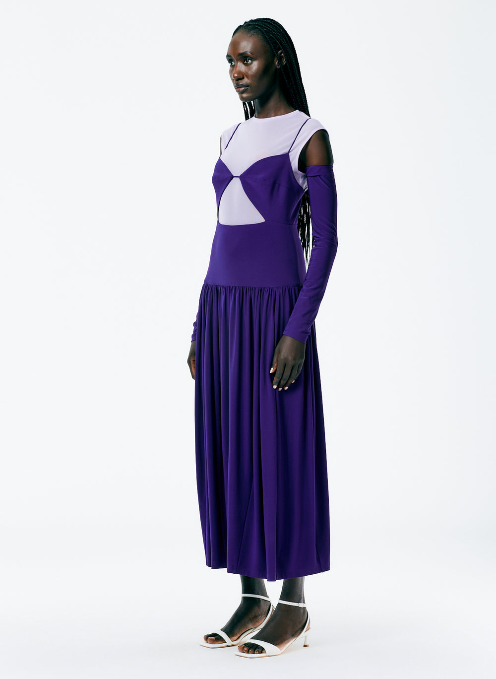 Drapey Jersey Cut Out Sculpted Shirred Dress – Tibi Official