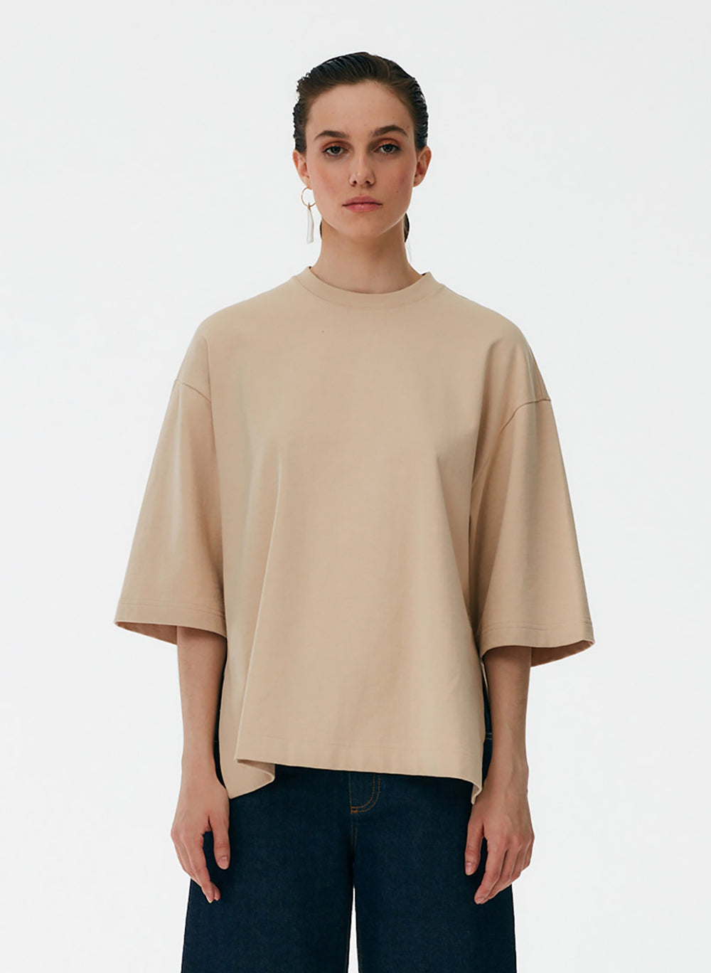 Punto Milano Crew With Side Slits T-Shirt – Tibi Official
