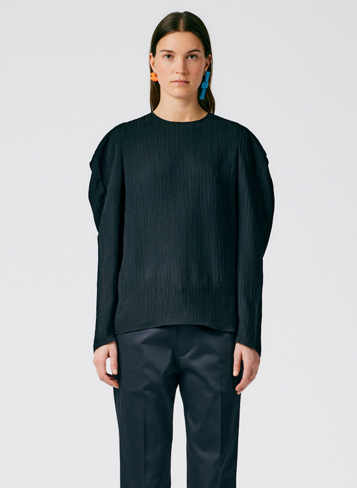 Matte Crinkle Long Square Sleeve Top – Tibi Official